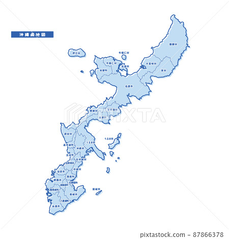 Okinawa Prefecture Map Simple Light Blue... - Stock Illustration ...