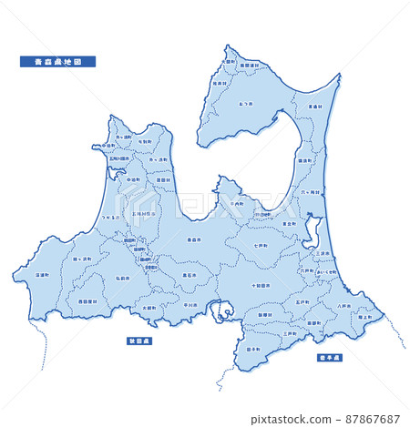 Aomori Prefecture Map Simple Light Blue... - Stock Illustration ...