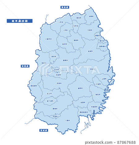 Iwate Prefecture Map Simple Light Blue... - Stock Illustration ...