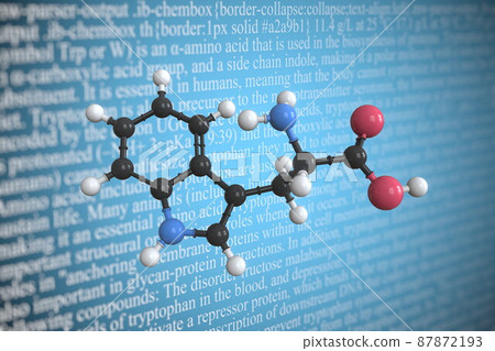 Tryptophan scientific molecular model, 3D... - Stock Illustration ...