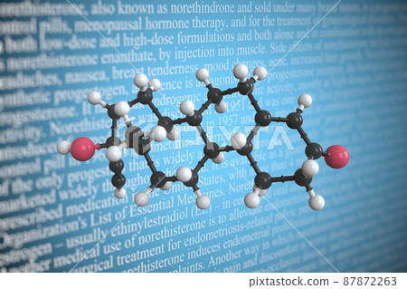 Molecular model of norethisterone, 3D rendering - Stock Illustration ...
