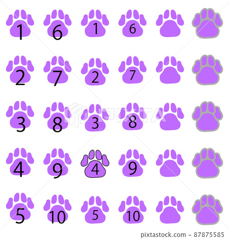 Set of numbers in purple footprints - Stock Illustration [87875585] - PIXTA