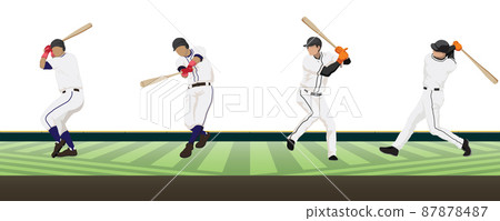 4 types of baseball player poses (batter swing) - Stock Illustration ...