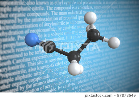 Propionitrile scientific molecular model, 3D... - Stock Illustration ...
