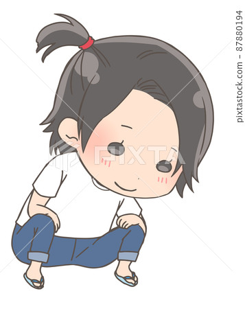 Illustration of a crouching girl - Stock Illustration [87880194] - PIXTA