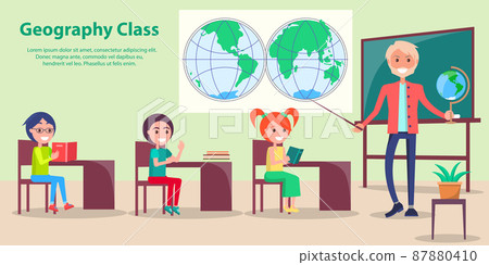 Geography Class at School Vector Illustration - Stock Illustration ...