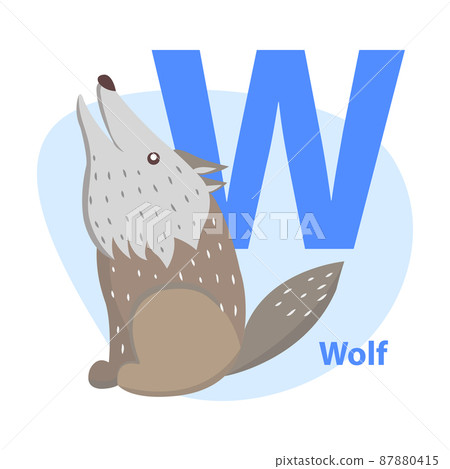 Zoo ABC Letter with Cute Wolf Cartoon Vector - Stock Illustration ...