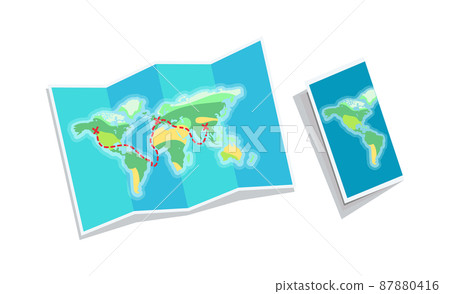 World Map Booklet Isolated on White Background - Stock Illustration ...