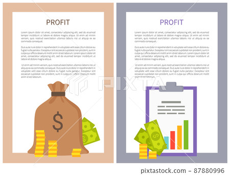 Profit Info Vertical Posters with Money and Coins - Stock Illustration ...
