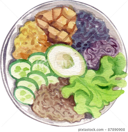 Healthy salad watercolor icon png clipart - Stock Illustration ...