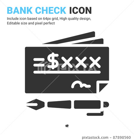 Bank check icon vector with glyph style... - Stock Illustration ...