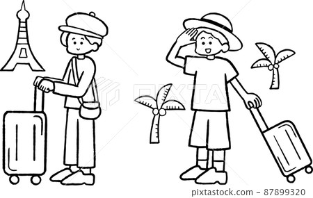 Illustration material set of tourists in... - Stock Illustration ...