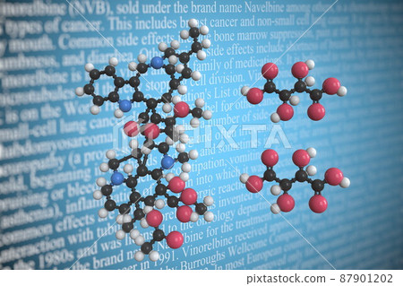 Molecular model of vinorelbine, 3D rendering - Stock Illustration ...