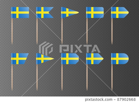 Swedish toothpick flags isolated on a dark... - Stock Illustration ...
