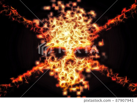 Illustration of a burning flame skull - Stock Illustration [87907941 ...