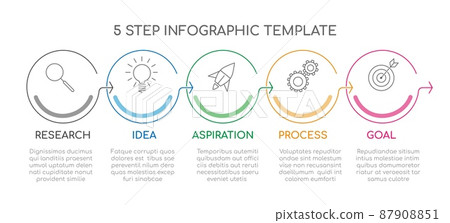 Five steps line chart - Stock Illustration [87908851] - PIXTA