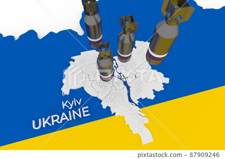 3d stylized schemitic map of Kyiv Kiev capital... - Stock Illustration ...