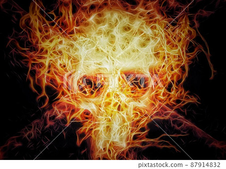 Illustration of a burning flame skull - Stock Illustration [87914832 ...