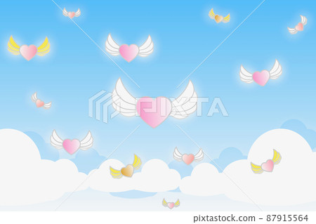 Heart flying in the sky - Stock Illustration [87915564] - PIXTA