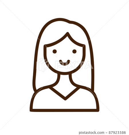 Smiling woman or girl. symbol line icon. Stroke... - Stock Illustration ...