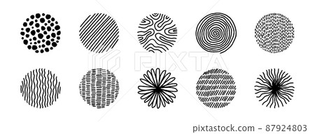 Hand drawn circles with doodle texture. Modern... - Stock Illustration ...