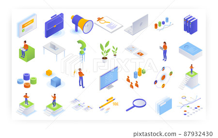 Employment isometric icon set, vector... - Stock Illustration [87932430 ...