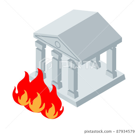 Image of a burning bank - Stock Illustration [87934579] - PIXTA