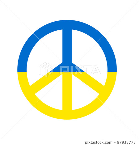 Vector flat peace sign with Ukraine flag - Stock Illustration [87935775 ...