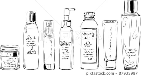 Skin care goods set line drawing - Stock Illustration [87935987] - PIXTA