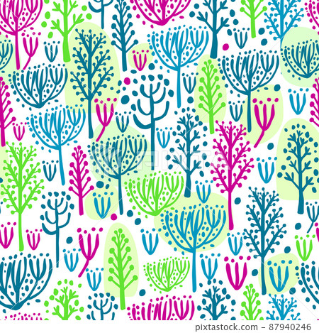 Seamless background simple pattern trees and... - Stock Illustration ...