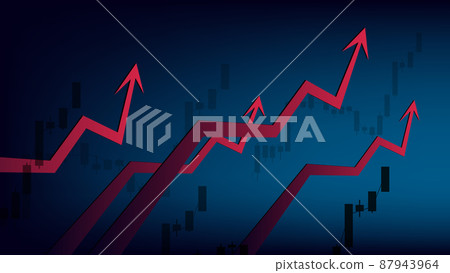 Rising prices and red up arrows on dark blue... - Stock Illustration ...