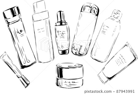 Skin care goods set line drawing - Stock Illustration [87943991] - PIXTA