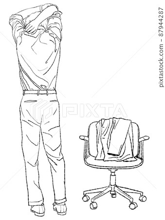 Hand-drawn illustration of the back of a man... - Stock Illustration ...