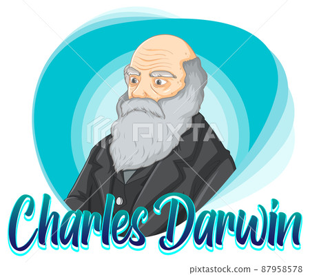 Portrait of Charles Darwin in cartoon style - Stock Illustration ...