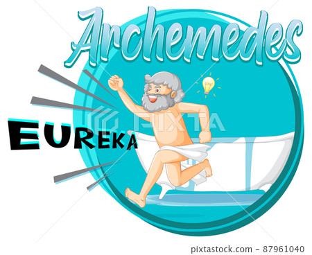 Archimedes in bathtub cartoon with the word Eureka - Stock Illustration ...