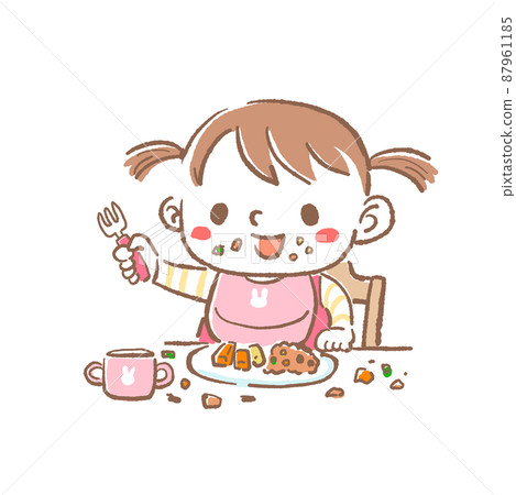 Illustration of a child eating rice - Stock Illustration [87961185] - PIXTA