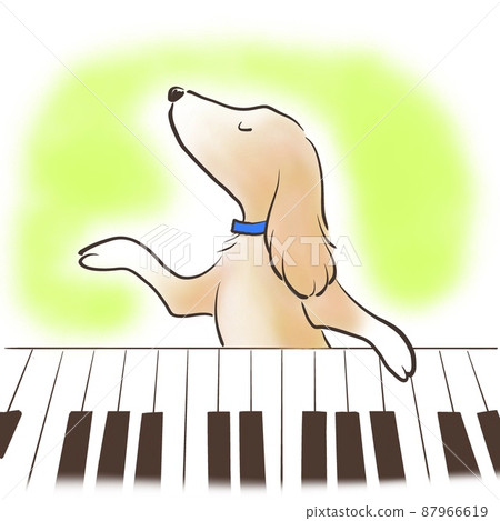 Illustration of a dog playing the piano happily - Stock Illustration ...