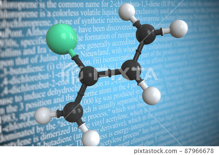 Chloroprene scientific molecular model, 3D... - Stock Illustration ...