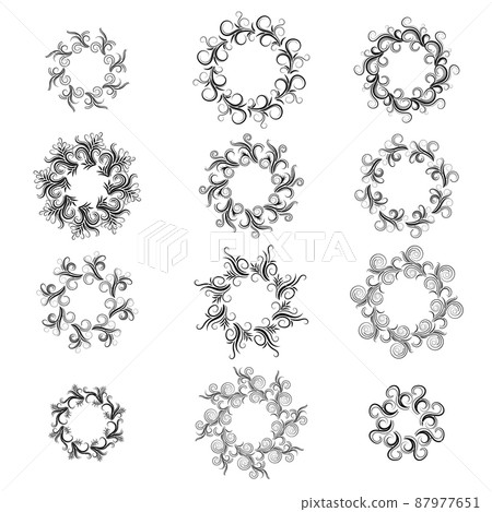 Curly frame set isolated on white. - Stock Illustration [87977651] - PIXTA