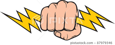 Hand Holding Lightning Bolt (Fist) vector... - Stock Illustration ...