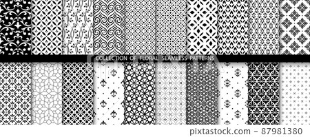 Geometric floral set of seamless patterns.... - Stock Illustration ...