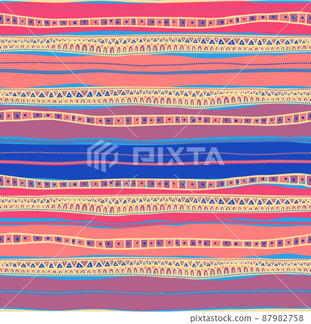 Seamless striped doodle pattern-插圖素材 [87982758] - PIXTA圖庫