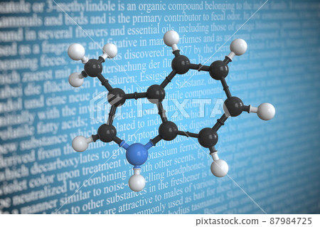 Molecular model of skatole, 3D rendering - Stock Illustration [87984725 ...