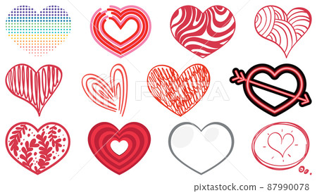 Different style of hearts isolated on white... - Stock Illustration ...