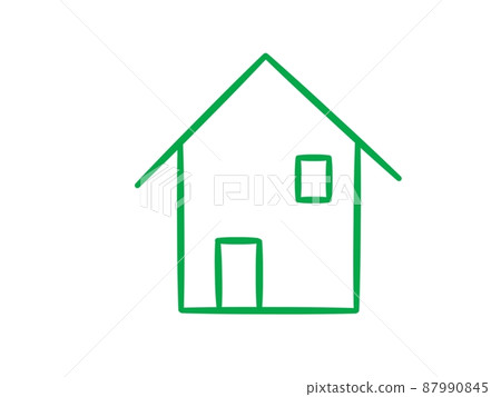 Green line drawing illustration of a house - Stock Illustration ...