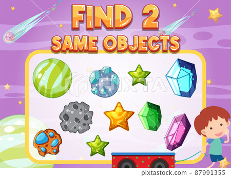 Find 2 same object worksheet for children - Stock Illustration ...