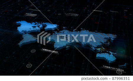 Blue Map of The Earth, Digital Cyberspace and... - Stock Illustration ...