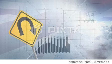 Image of financial data processing over road... - Stock Illustration ...