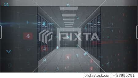 Image of cyber attack warning over server room - Stock Illustration ...