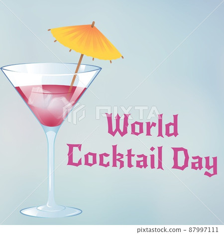 World cocktail day text banner with cocktail... - Stock Illustration ...